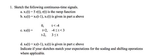 Solved 1 Sketch The Following Continuous Time Signals A