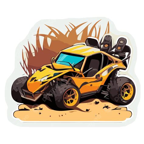 An Yellow Cartoon Sand Buggy Sticker Clipart Vector Cartoon Clipart
