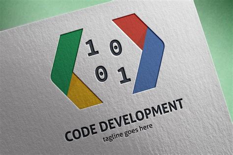A Close Up Of A Logo On A Piece Of Paper With The Words Code Development