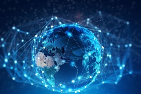 Premium Ai Image A Close Up Of A Globe With A Network Of Dots Around It Generative Ai