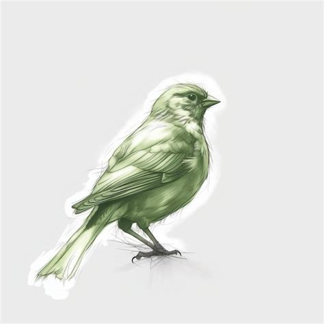 Premium Photo Detailed Sketch Of Green Bird On Grey Background