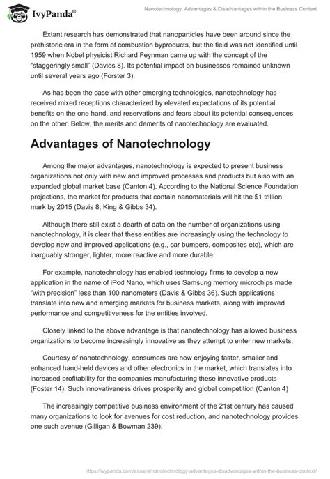 Nanotechnology Advantages And Disadvantages Within The Business Context 1504 Words Essay Example