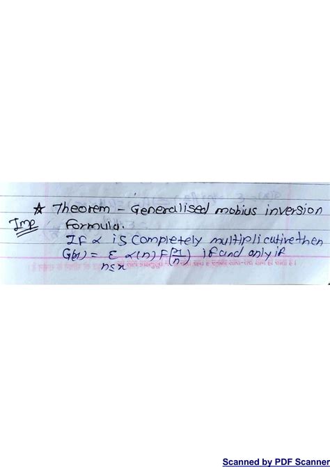 SOLUTION Generalised Mobius Inversion Formula Theorem Studypool