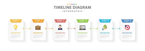Infographic Template For Business 6 Steps Modern Timeline Diagram Calendar With Rectangle Title