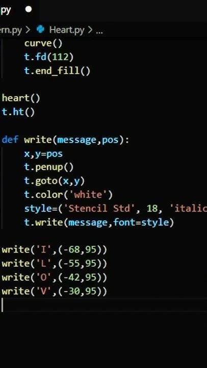 Make A Heart And Zprint I Love You Using Python Turtle Shorts