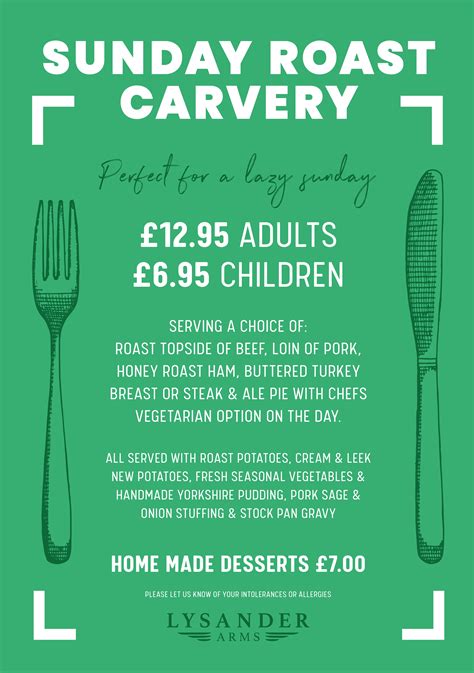 Sunday Carvery The Lysander Arms