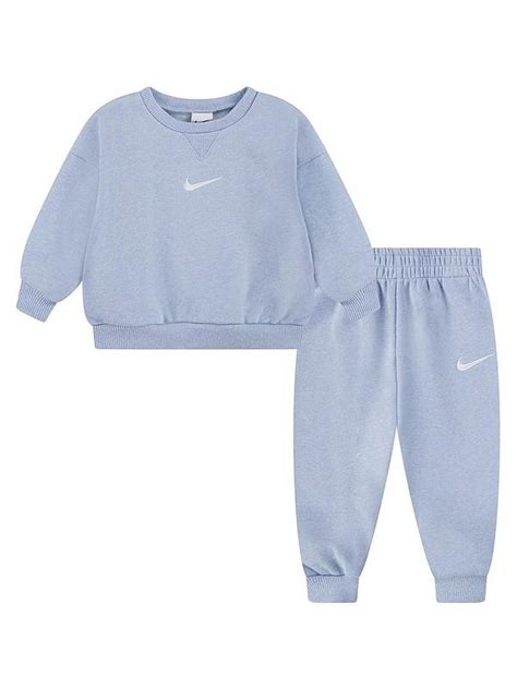 Nike Infant Unisex Essential Crew And Jogger Set Blue Very