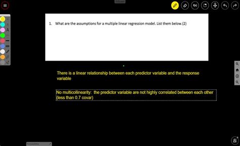 Solved What Are The Assumptions For A Multiple Linear Regression Model