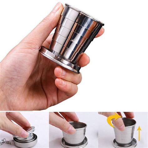 Folding Cup Mug Collapsible Telescopic Stainless Steel Portable Outdoor