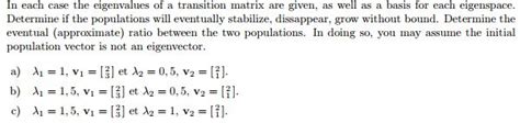 In Each Case The Eigenvalues Of A Transition Matrix