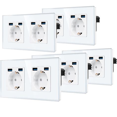 Розетка с Usb встраиваемая 2 стойка16А 2 Usb на 2 1А в стеклянной