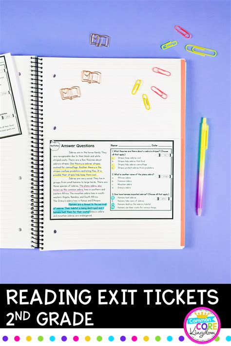 Exit Tickets For Nd Grade Reading Includes Short Quick Check Multiple Choice Reading