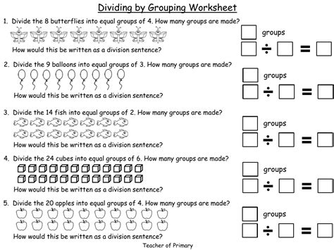 Beginning To Divide Grouping Worksheet Maths Year 1 Worksheets