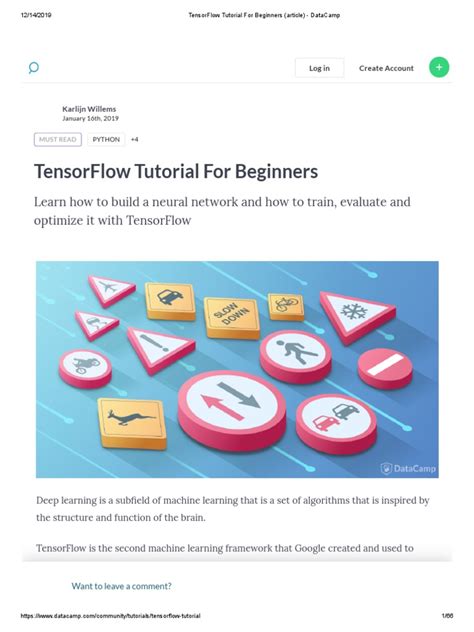 Tensorflow Tutorial For Beginners Article Datacamp Pdf Tensor Euclidean Vector
