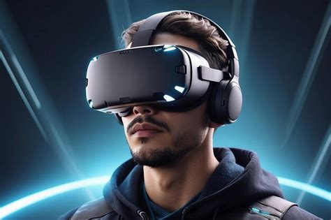 Premium Photo Exploring The Futuristic Metaverse Man Immersed In Virtual Reality With Vr Headset