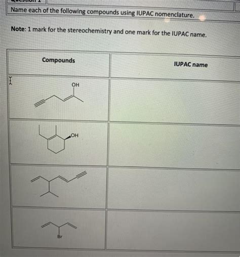 Solved Name each of the following compounds using IUPAC | Chegg.com