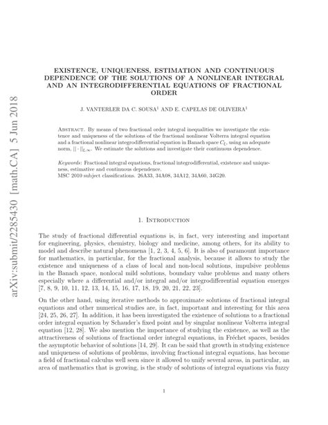 Pdf Existence Uniqueness Estimation And Continuous Dependence Of
