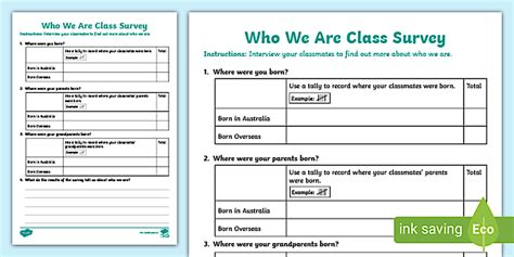 Who We Are Class Survey Hass Resource Teacher Made