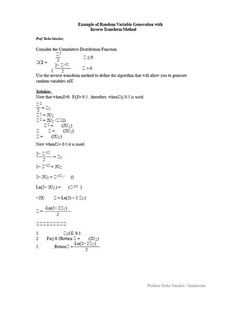 Example Of The Inverse Transform Method Pdf