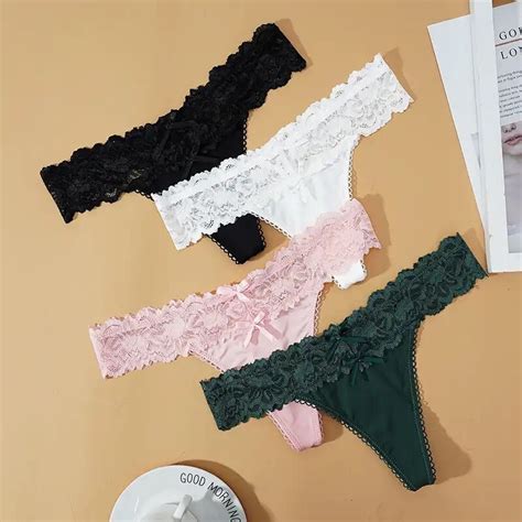 Набір жіночих трусиків стрінгів з мереживом 4 шт 1895