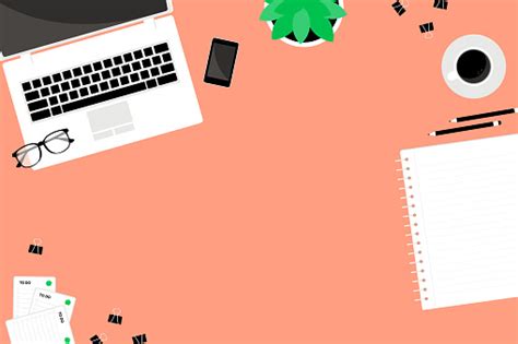 비즈니스 관리 및 It에 대 한 작업 공간 위에서 보기 노트북 휴대 전화 노트북 및 사무 용품 탑 배경 보기 0명에 대한 스톡 벡터 아트 및 기타 이미지 Istock