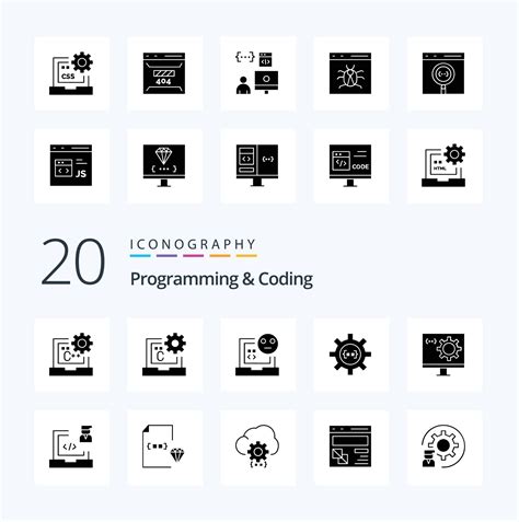 20 Programming And Coding Solid Glyph Icon Pack Like Css Code