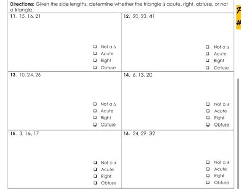 solved directions given the side lengths determine whether