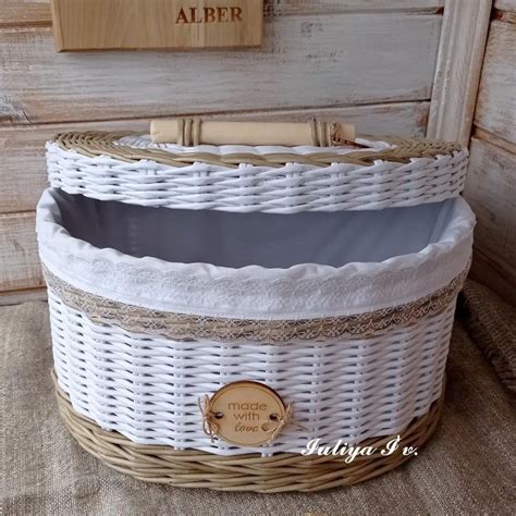 хлебницасчехлом и крышкой Плетение корзины Декоративные коробки Корзинки для пикника