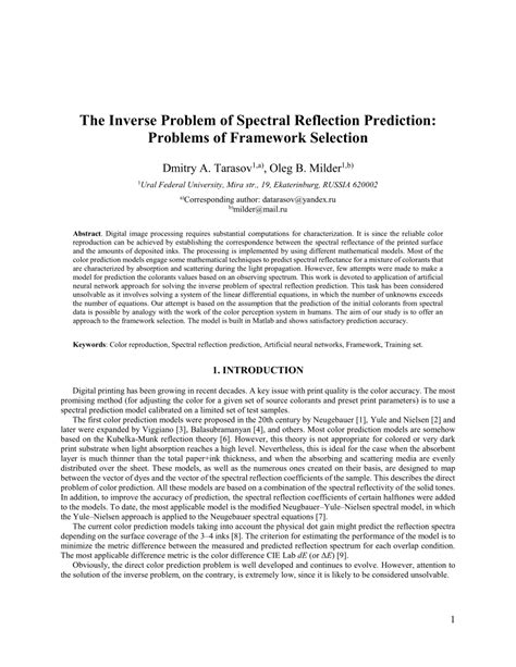 Pdf The Inverse Problem Of Spectral Reflection Prediction Problems Of Framework Selection