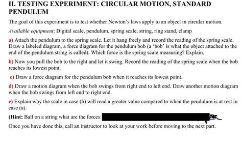Solved Ii ﻿testing Experiment Circular Motion