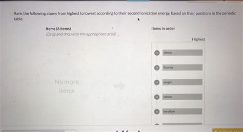 Solved Rank The Following Atoms From Highest To Lowest Chegg Com