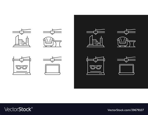 Three Dimensional Objects Production Linear Icons Vector Image