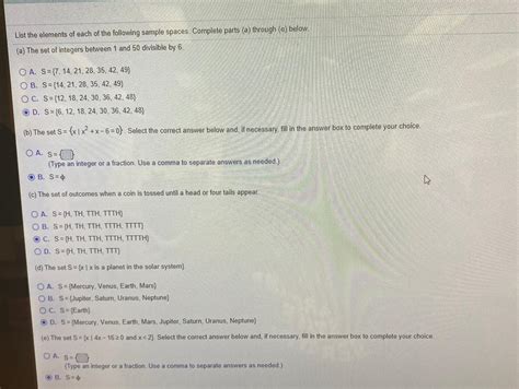 Solved List The Elements Of Each Of The Following Sample