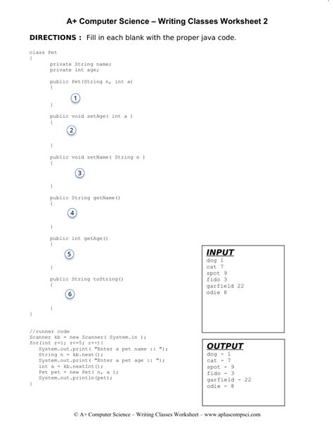 Solved A ﻿computer Science ﻿writing Classes Worksheet
