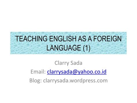 Ppt Teaching English As A Foreign Language 1 Powerpoint Presentation Id3084463