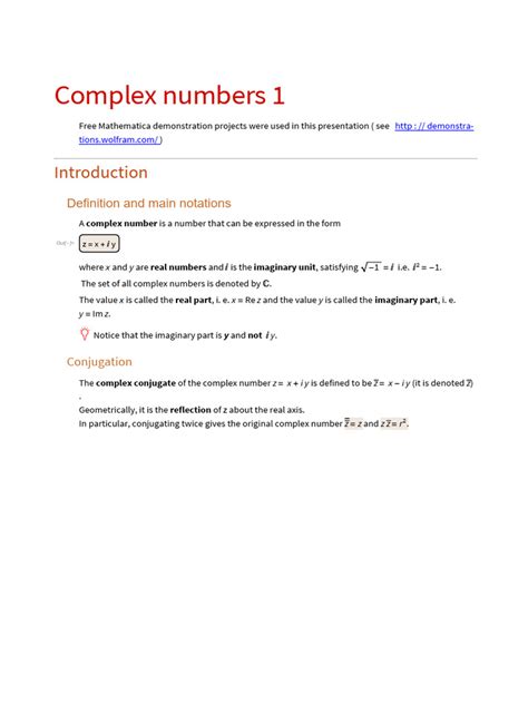 Complex Numbers 1 Pdf Complex Number Numbers