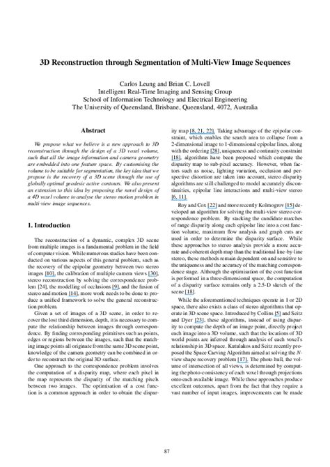 Pdf 3d Reconstruction Through Segmentation Of Multi View Image Sequences
