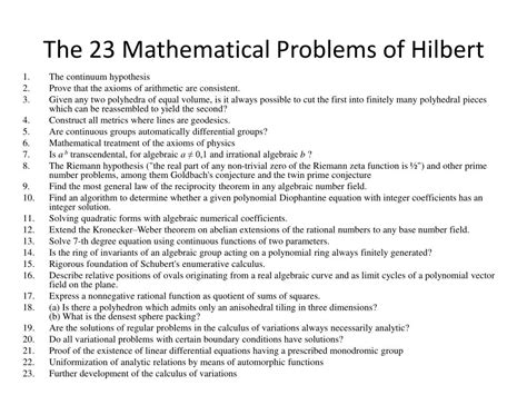 Ppt Hilberts Problems Powerpoint Presentation Free Download Id