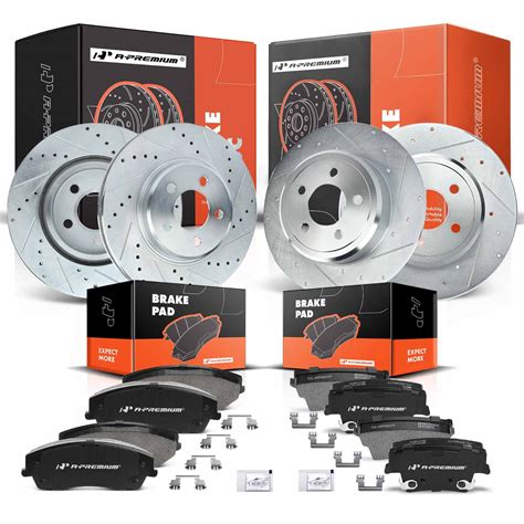 A Premium Front And Rear Drilled And Slotted Disc Brake Rotors