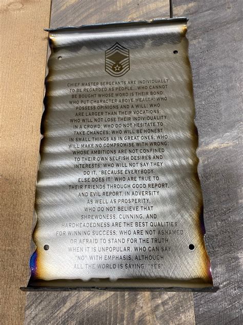 Chief Master Sergeant Creed Metal Scroll Air Force Usaf Cmsgt Metal