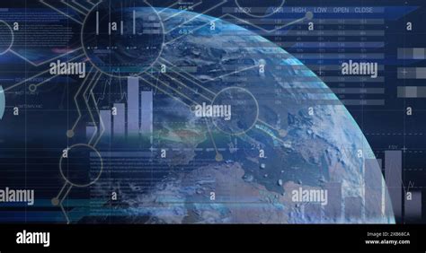 Digital Representation Of Earth With Various Data Visualizations