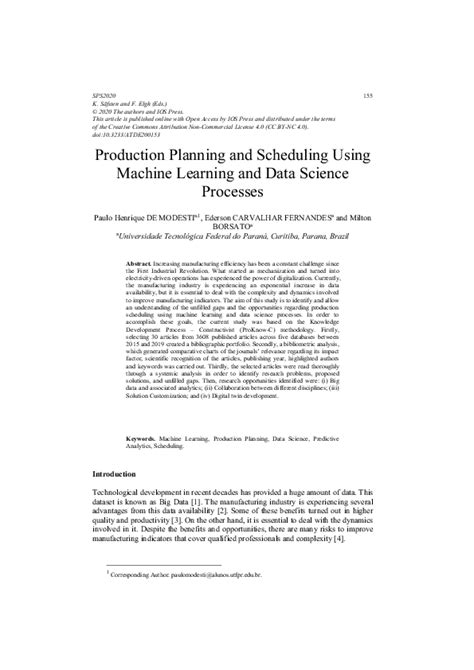 pdf production planning and scheduling using machine learning and