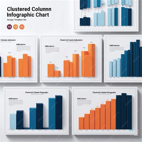 Clustered Column Infographic Chart Design Template Set Compare