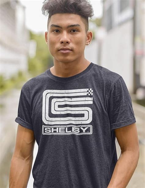 Carroll Shelby Motors Shelby Cs Logo Navy Heather Adult T Shirt