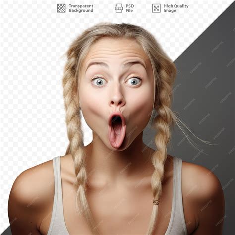 A Woman With Her Mouth Open And A Sign That Says A Woman With A