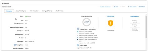 in oncommand system manager what is the volume over provisioned space