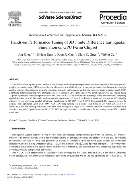 pdf hands on performance tuning of 3d finite difference earthquake