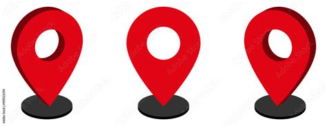 3d Location Map Pointer Icon Place Pin Marker Sign Isometric Red Gps