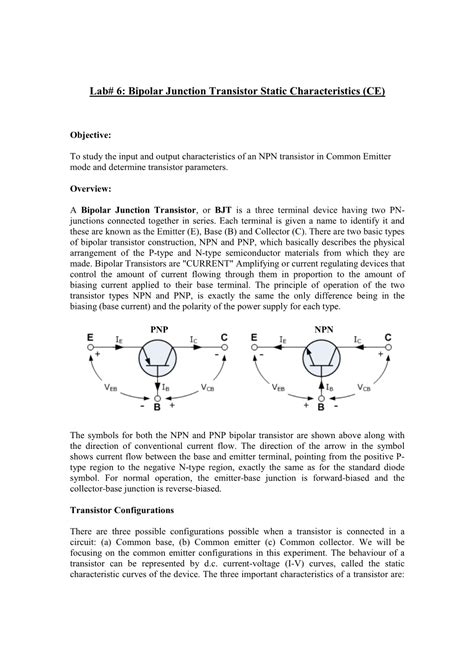 Lab 6 Bipolar Junction Transistor Static Characteristics Ce Docslib