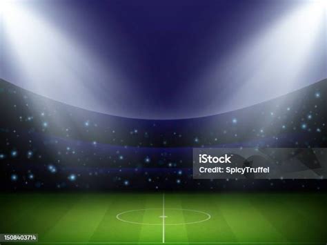 3d 경기장 조명 스포츠 분야 야간 놀이터에서 축구 활동 광선과 그림자를 집중 조명합니다 푸른 잔디 축구공 현실적인 운동 배경